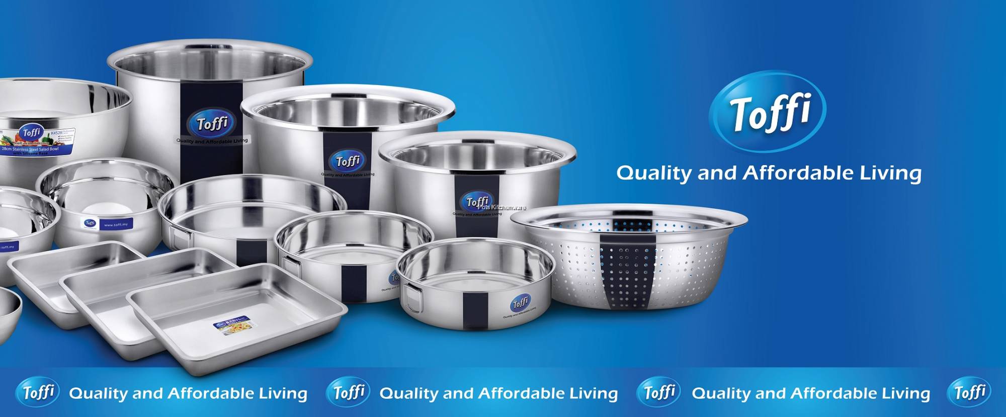 Toffi Stainless Steel Round Shallow Flat Colander Strainer Bakul Cuci ...