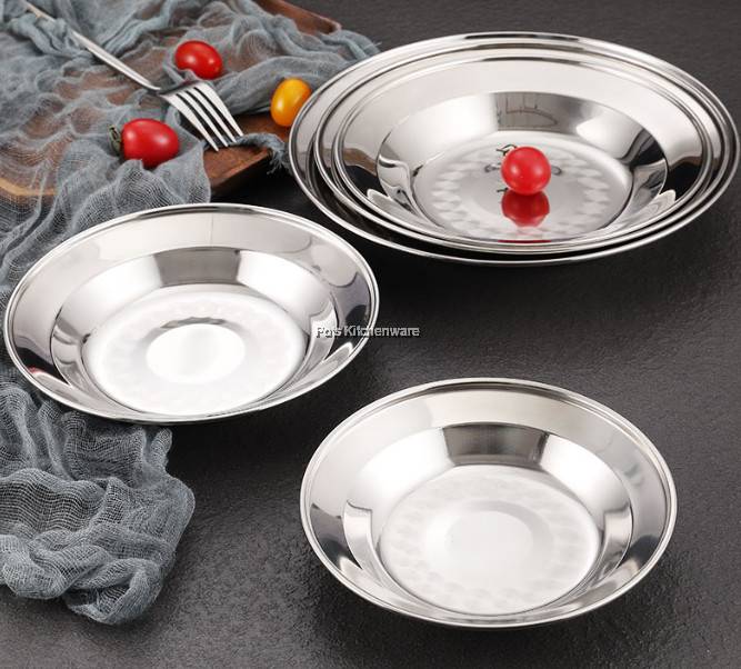 Toffi 2pcs Stainless Steel Round Rice Plate Dish Plate Pinggan Bulat ...