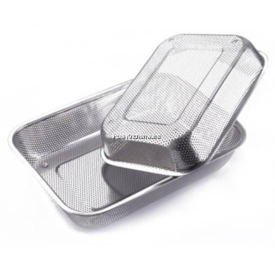 Toffi Stainless Steel Rectangular Colander Strainer Vegetable Fruit ...
