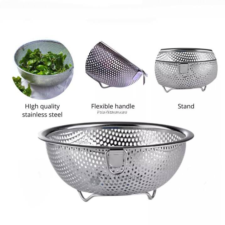 Toffi Stainless Steel Dish Drainer Vegetable Strainer Fruits Colander ...