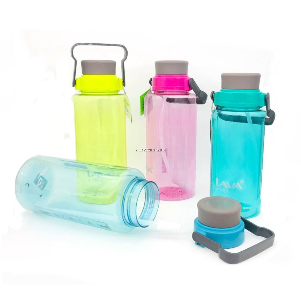 2L / 2.8L Lava BPA-Free Tritan Water Bottle Drinking Tumbler with Straw Handle Botol Air Besar ...