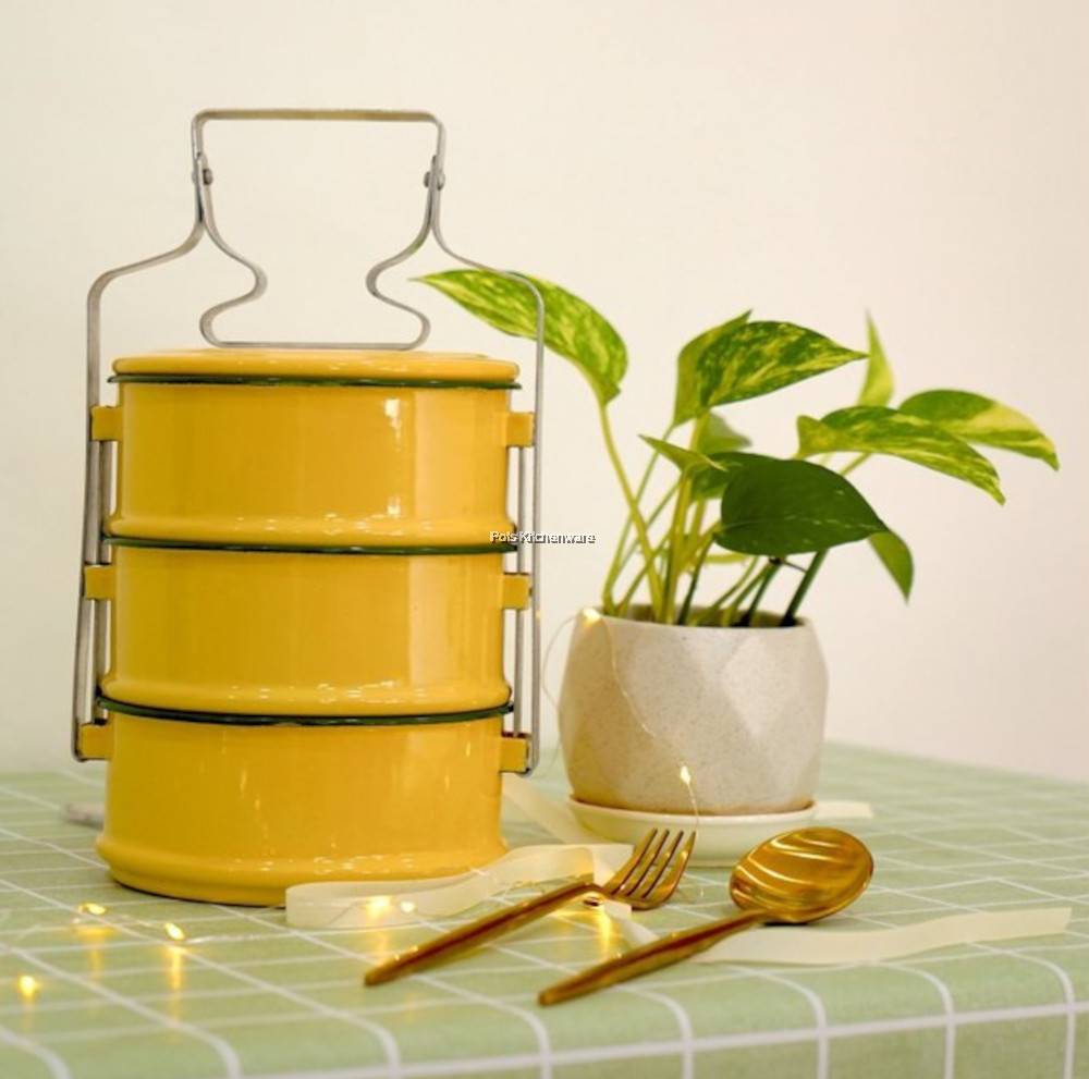 Rabbit Brand Enamel Traditional Thick Tiffin Carrier Food Storage ...