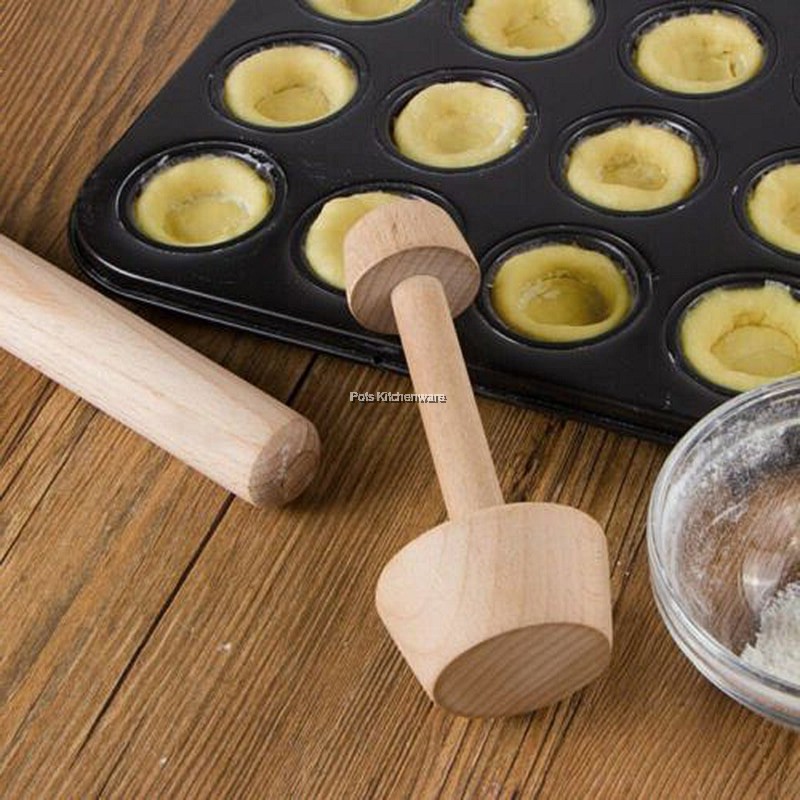 Wooden Double Side Egg Tart Press Tamper Kayu Penekan Acuan Tart Cheese ...