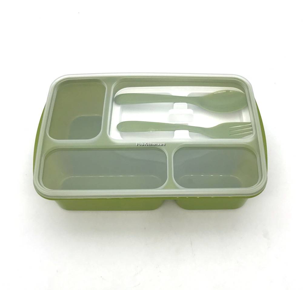 Elianware 4 Compartment BPA Free Bento Lunch Box with Cutlery - E1230
