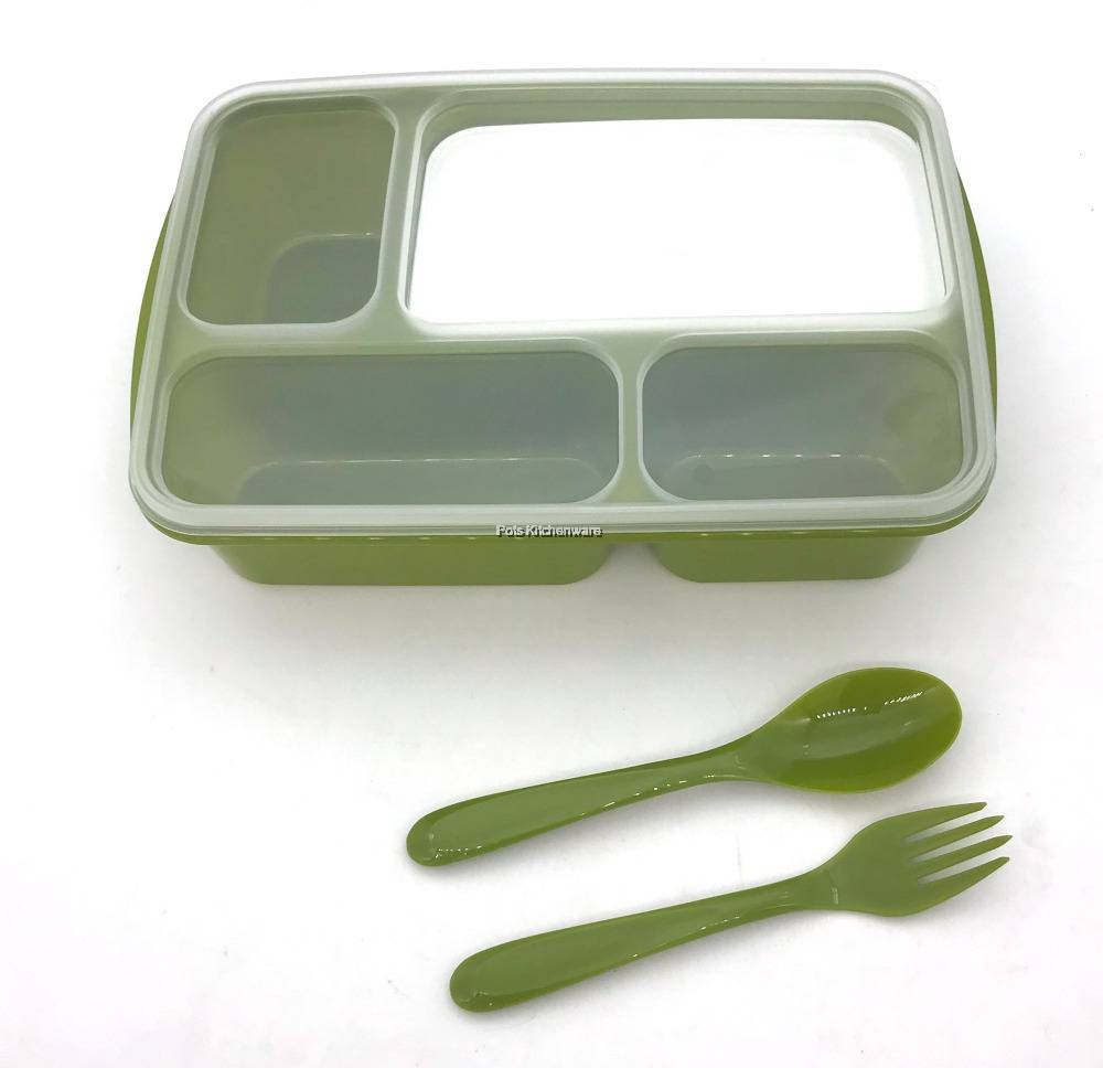 Elianware 4 Compartment BPA Free Bento Lunch Box with Cutlery - E1230