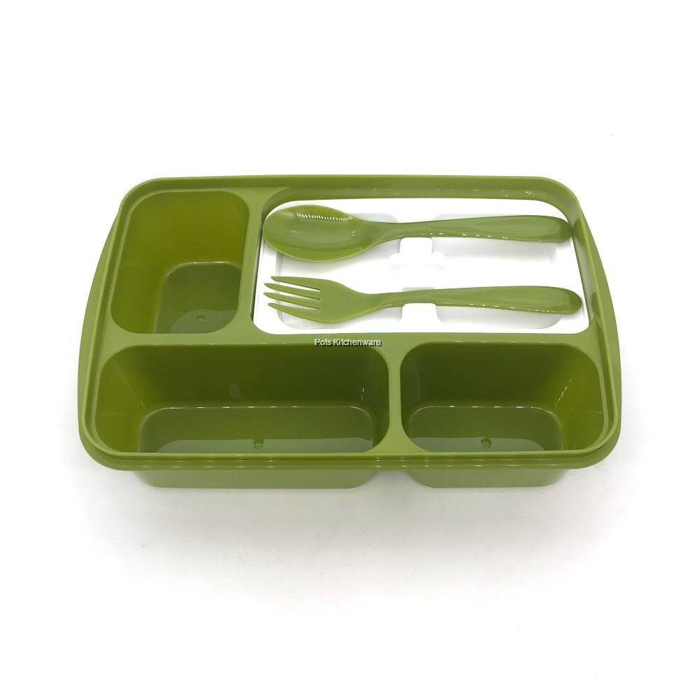 Elianware 4 Compartment BPA Free Bento Lunch Box with Cutlery - E1230