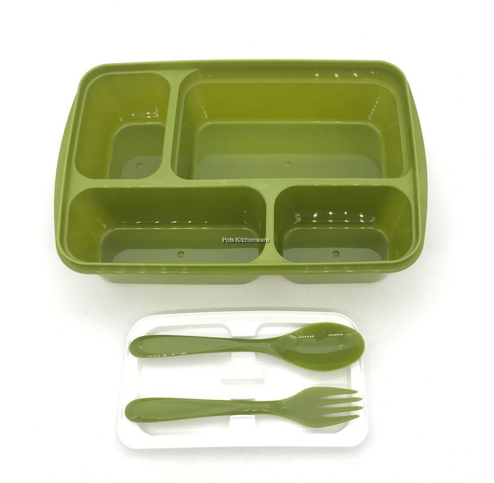 Elianware 4 Compartment BPA Free Bento Lunch Box with Cutlery - E1230
