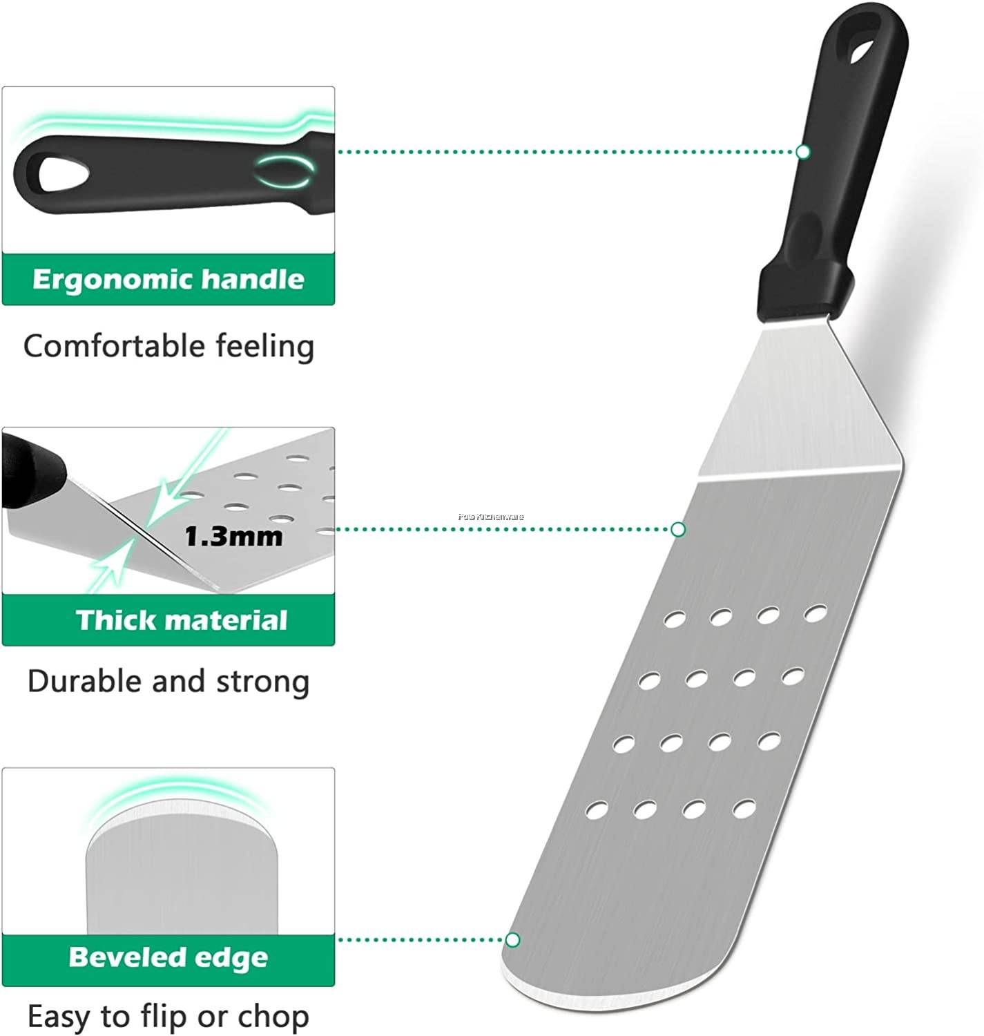 Stainless Steel Sudip Teppanyaki BBQ Grill Griddle Turner Slotted ...