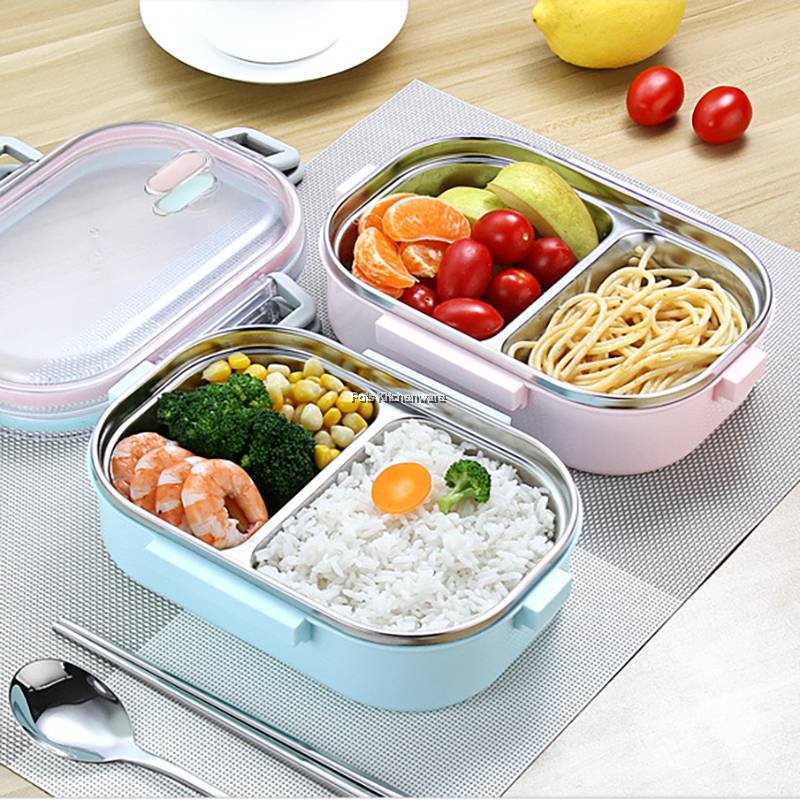2 Compartment Stainless Steel 304 Insulated Lunch Box Takeaway Food ...