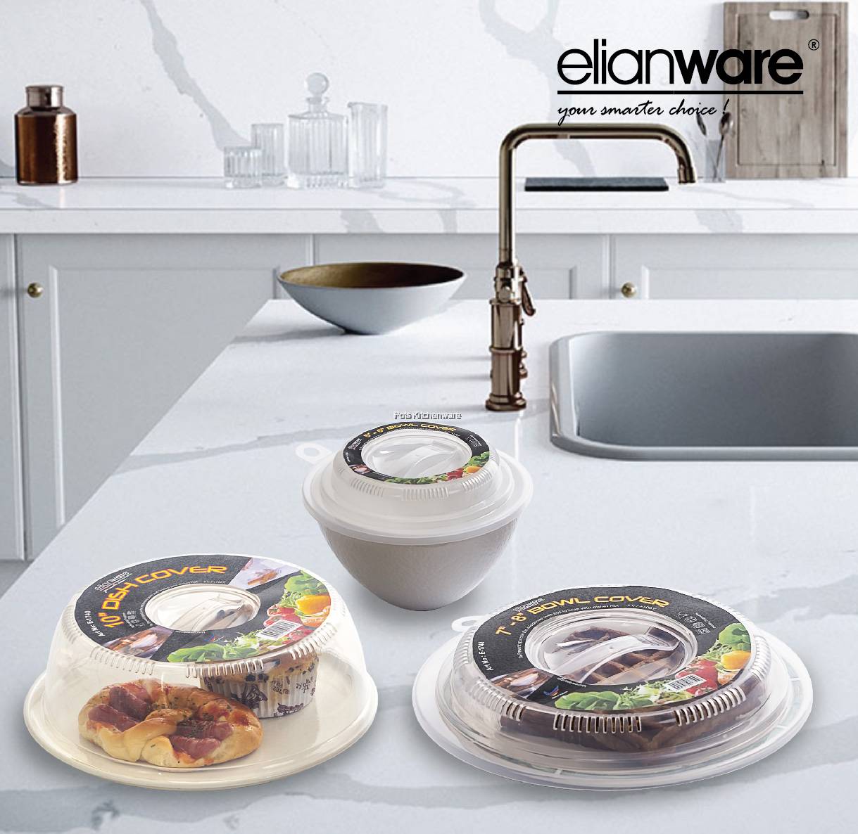 Elianware Plastic Microwavable Transparent Round Dish Bowl Food Cover ...