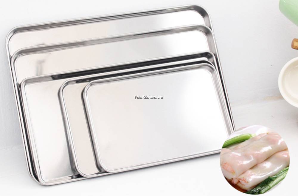 Elegant Stainless Steel Rectangular Cooking Dish Plate Baking Tray ...