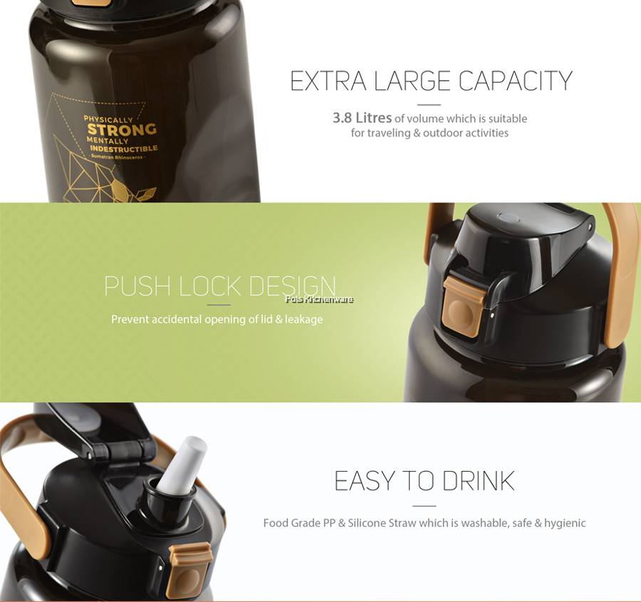 Relax Tritan BPA Free with Straw Big Capacity Sports Water Bottle Tumbler Botol Air Besar ...