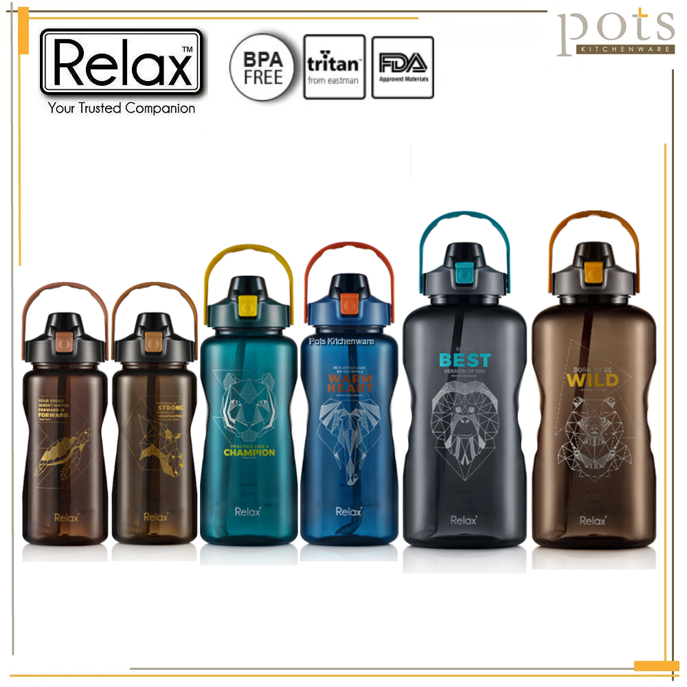 Relax Tritan BPA Free with Straw Big Capacity Sports Water Bottle Tumbler Botol Air Besar ...