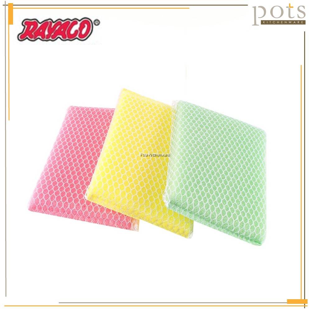 3pcs Rayaco Cleaning Net Sponge Scouring Pad Sponge Basuh Pinggan Dapur ...