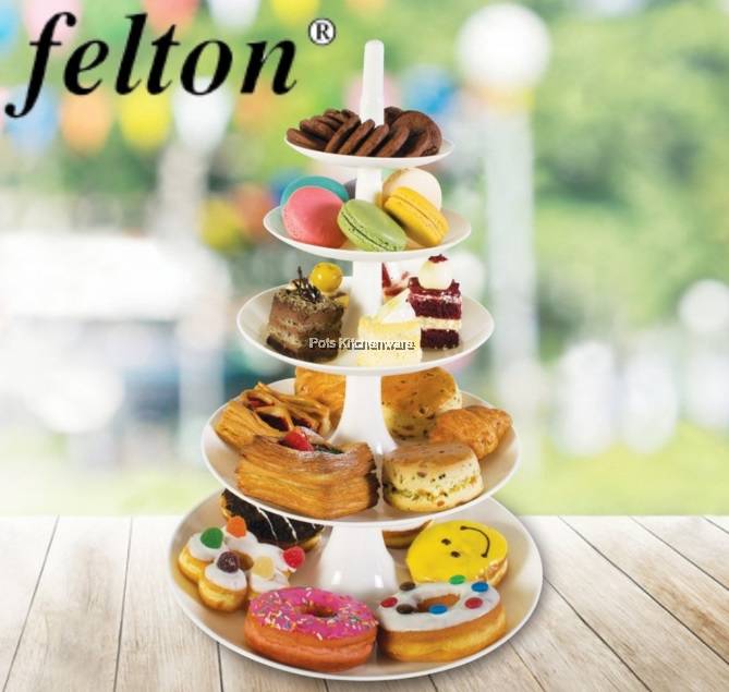 Felton 5 Tier Plastic Dessert Serving Stand High-Tea Rack 下午茶点心架 Rak ...