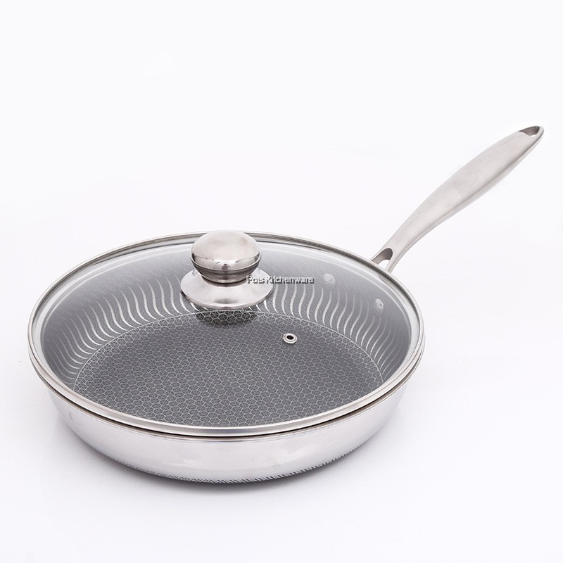 Stainless Steel 304 18/10 Non Sticks Double-Sided Honeycomb Frying Pan ...