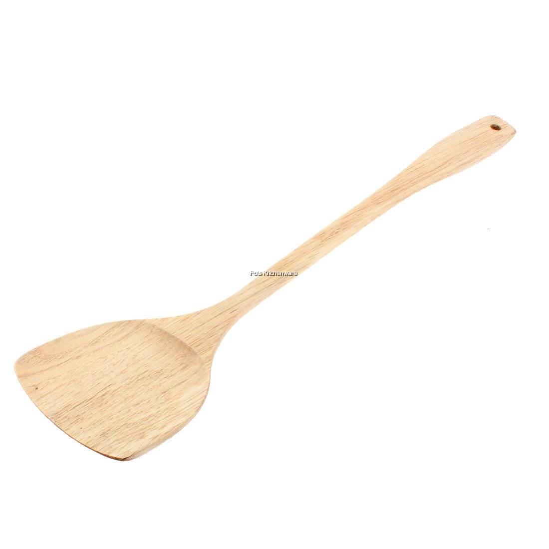 Natural Wood Non-Coated Wooden Rice Ladle Flat Turner Spatula Frying ...