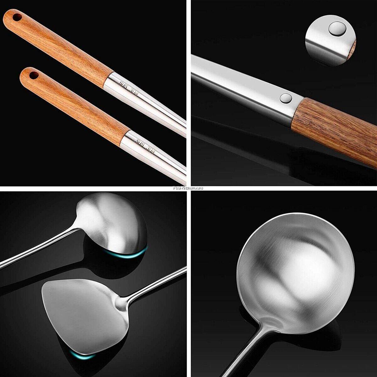 Toffi Stainless Steel SUS304 Wooden Handle Heavy Duty Asian Turner ...