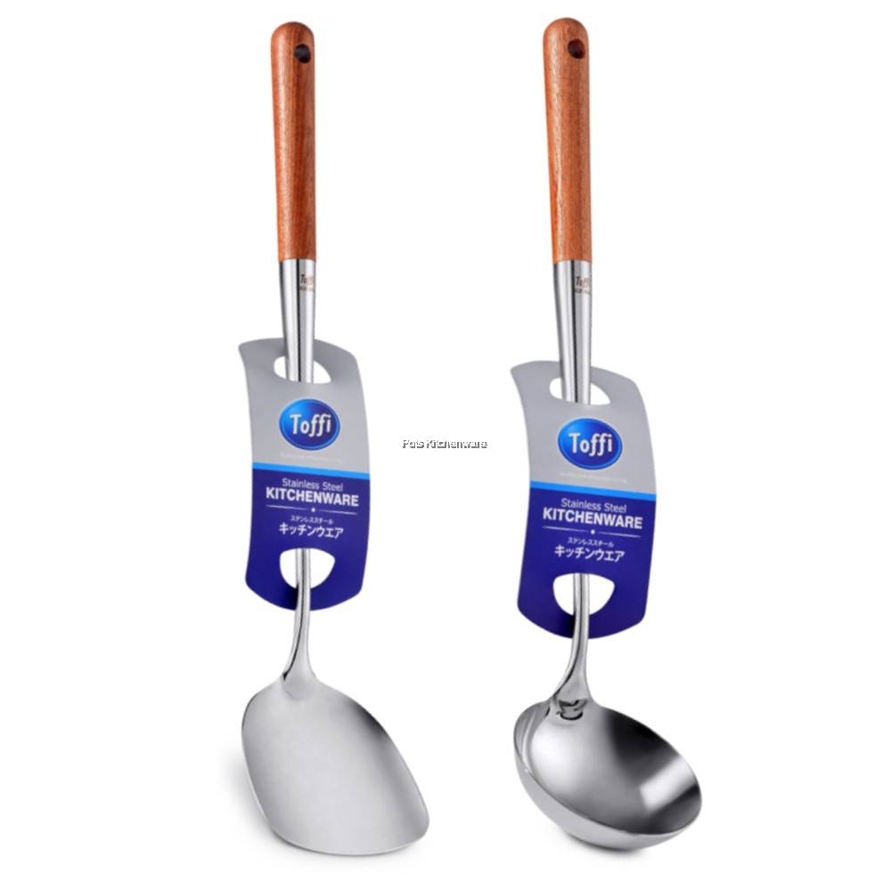Toffi Stainless Steel SUS304 Wooden Handle Heavy Duty Asian Turner ...