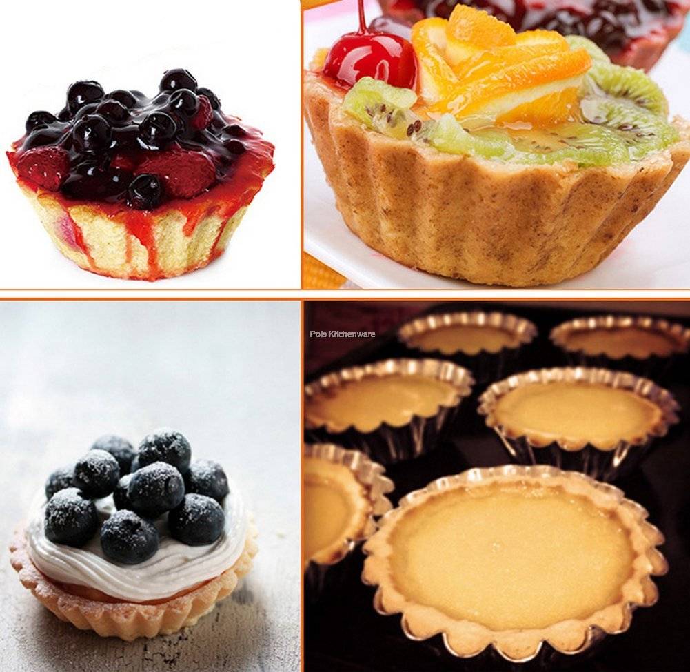 12pcs Aluminum Alloy Reusable Egg Tart Mould Fruit Tart Mold Cupcake ...