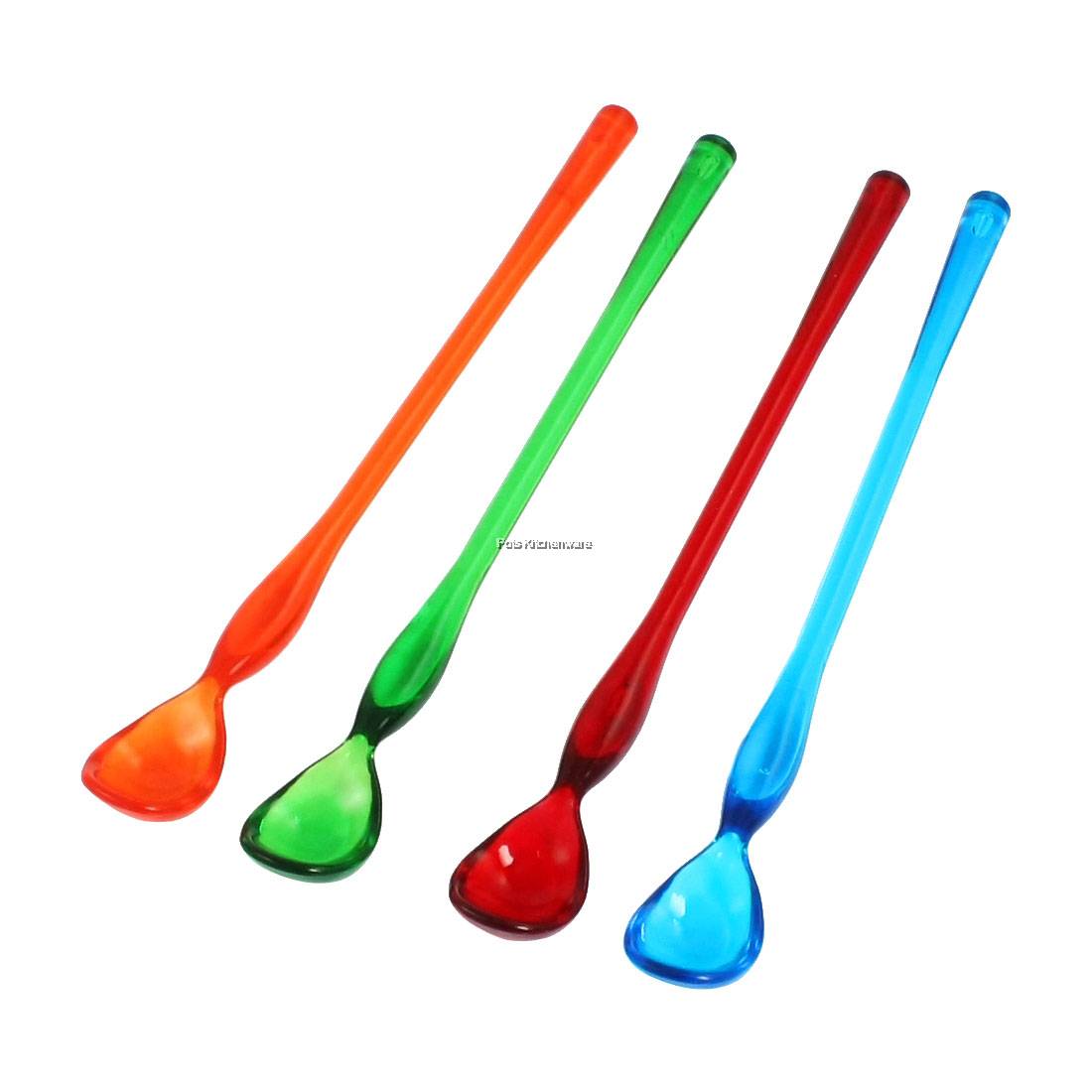 4pcs Colorful Acrylic Cocktail Muddler Long Spoon Drinks Stirrer (6 ...