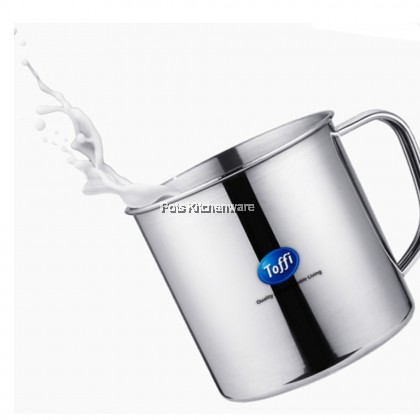 Toffi Stainless Steel Mug Coffee Cup with Lid Cover Handle Cawan Besi ...