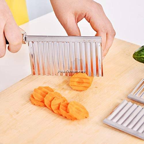 Stainless Steel Wavy Chopper Crinkle Cutter Vegetable Slicer Waffle ...