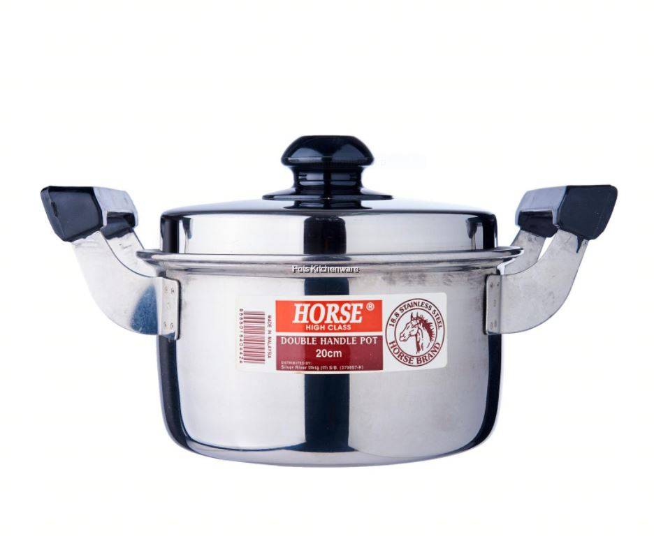Horse Brand Grade 18.8 Stainless Steel Deep Shape Double Handle Pot ...