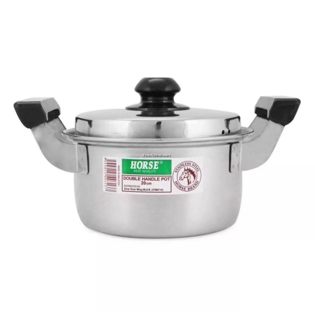 Horse Brand Grade 18.8 Stainless Steel Deep Shape Double Handle Pot ...