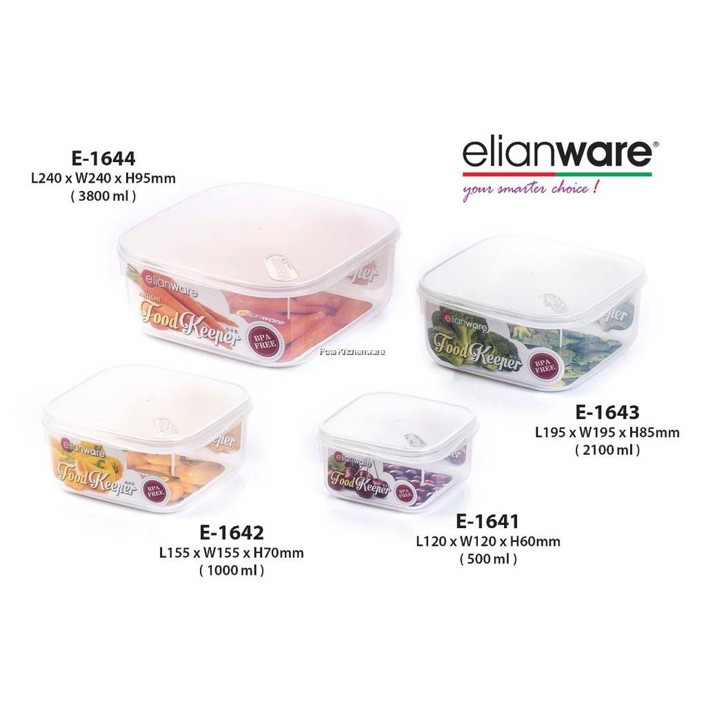 Elianware BPA Free Freezer Safe Microwavable Airtight Transparent ...