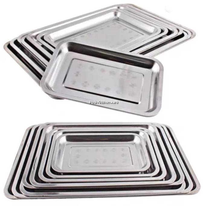 Toffi Stainless Steel Thick 2.8cm Height Shallow Rectangular Baking ...