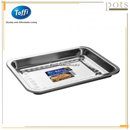 Toffi Stainless Steel Thick 2.8cm Height Shallow Rectangular Baking ...