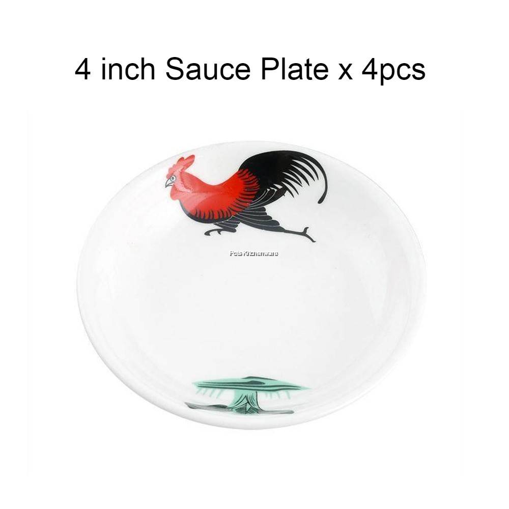 Porcelain Ceramic Traditional White Rooster Chicken Cock Plate Spoon ...