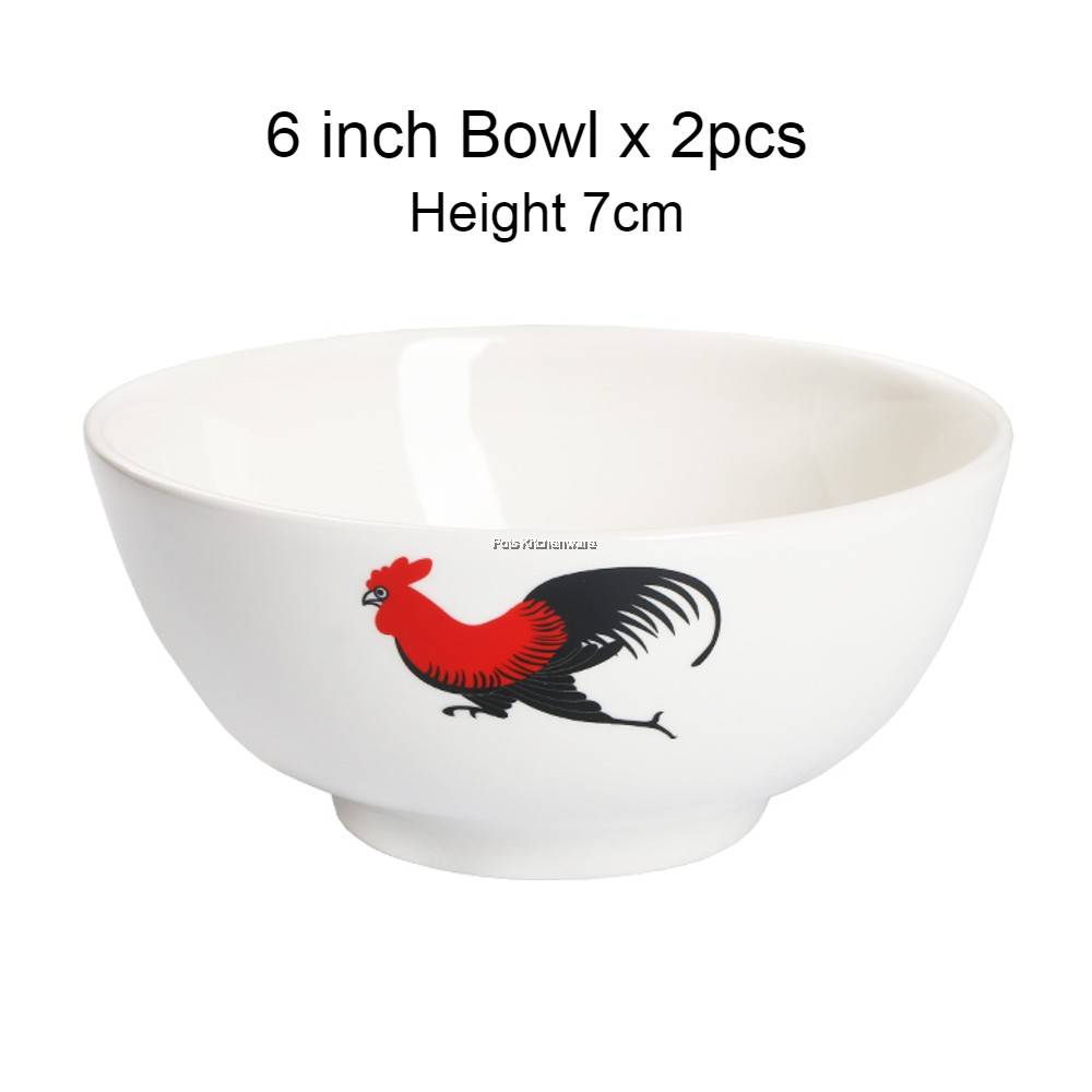 Porcelain Ceramic Traditional White Rooster Chicken Cock Plate Spoon ...