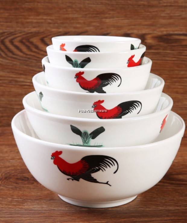 Porcelain Ceramic Traditional White Rooster Chicken Cock Plate Spoon ...