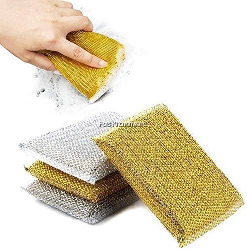 4pcs Rayaco Dishwashing Cleaning Rough Surface Metallic Sponge Scourer ...