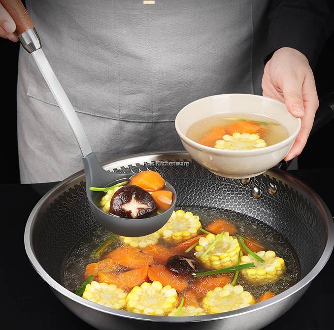 Toffi SUS304 Stainless Steel Silicone Asian Slotted Turner Ladle Asian ...