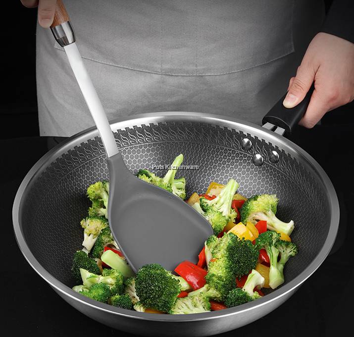 Toffi SUS304 Stainless Steel Silicone Asian Slotted Turner Ladle Asian ...