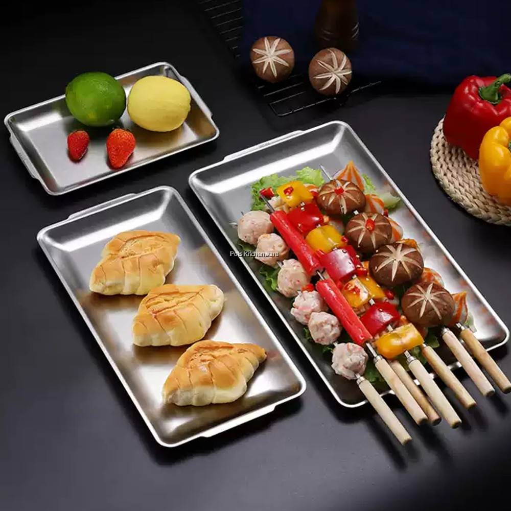 Toffi Stainless Steel SUS304 Korean Rectangle Flat Tray Dish Plate 韩式不锈钢长方形小菜碟子盘子 Pinggan ...