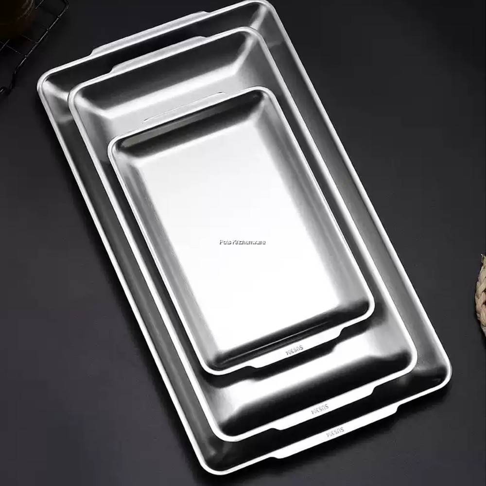 Toffi Stainless Steel SUS304 Korean Rectangle Flat Tray Dish Plate 韩式不锈钢长方形小菜碟子盘子 Pinggan ...