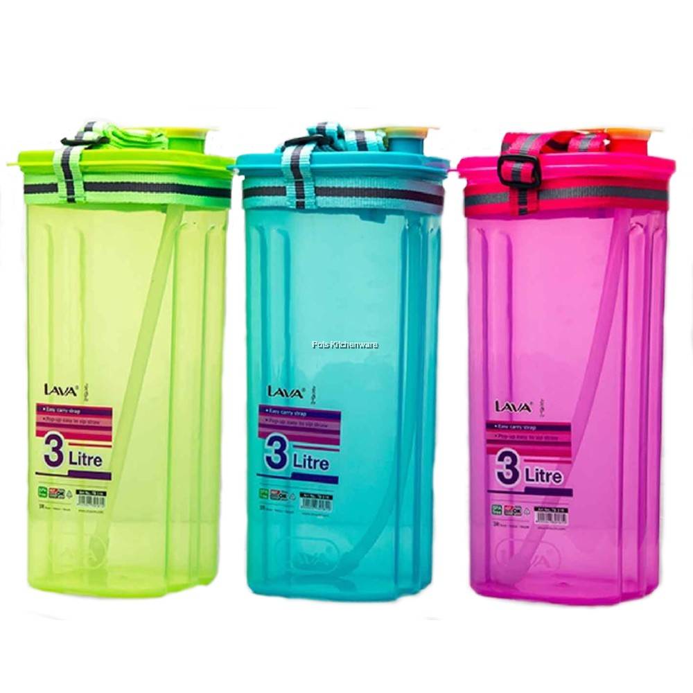 Lava 3L BPA FREE Water Bottle Tumbler With Strap & Straw Air Botol Minuman 水罐水壶 - TB519