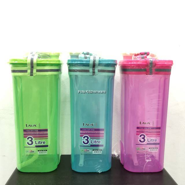 Lava 3L BPA FREE Water Bottle Tumbler With Strap & Straw Air Botol Minuman 水罐水壶 - TB519