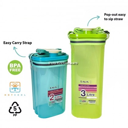 Lava 3L BPA FREE Water Bottle Tumbler With Strap & Straw Air Botol Minuman 水罐水壶 - TB519