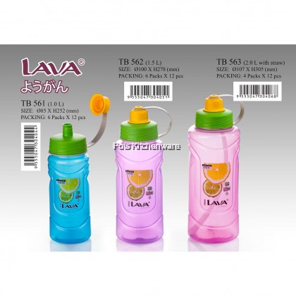 Lava BPA FREE 1L/1.5L/2L Water Tumbler Bottle with Straw Air Botol Minuman Besar 水罐水壶 - TB561