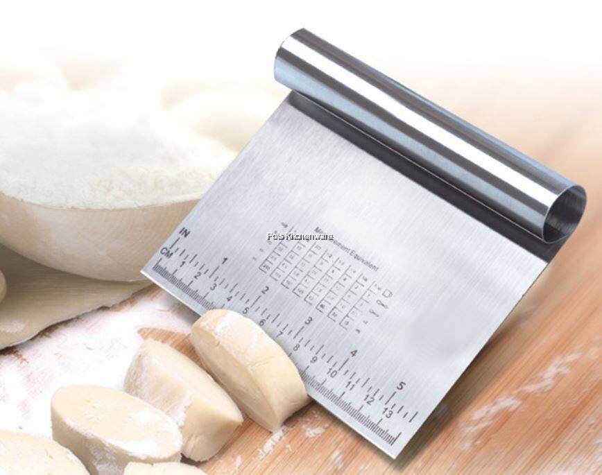 Stainless Steel Food Scraper Dough Cutter Fondant Cake Measuring Scale ...