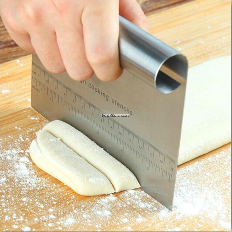 Stainless Steel Food Scraper Dough Cutter Fondant Cake Measuring Scale ...