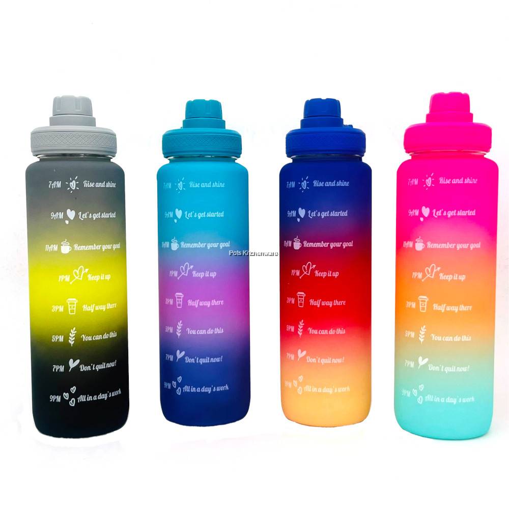 1000ML BPA FREE Gradient Colorful Leakproof Water Bottle Water Tumbler ...