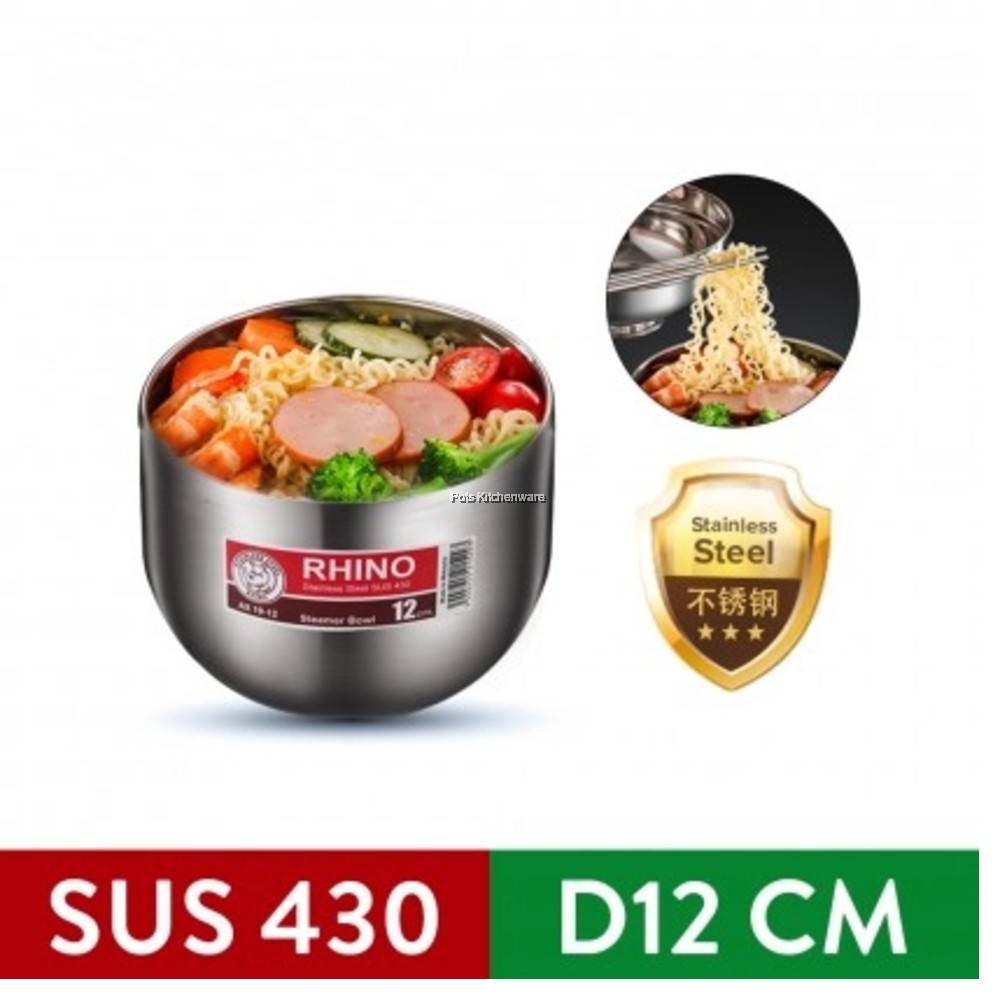 Rhino Stainless Steel SUS 430 Steamer Bowl; Mangkuk Pengukus Keluli ...