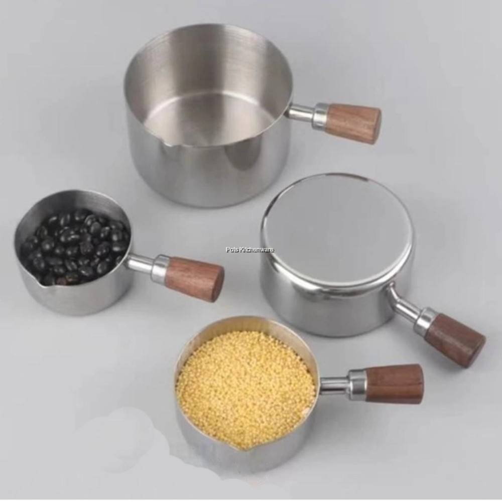 SUS 304 Sauce Cup Sauce Dish Short Wooden Handle; Pinggan Sos Cawan Sos ...