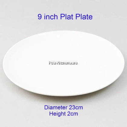 White Porcelain Flat Plate, Porselin Pinggan Rata Warna Putih, 白色陶瓷平盘